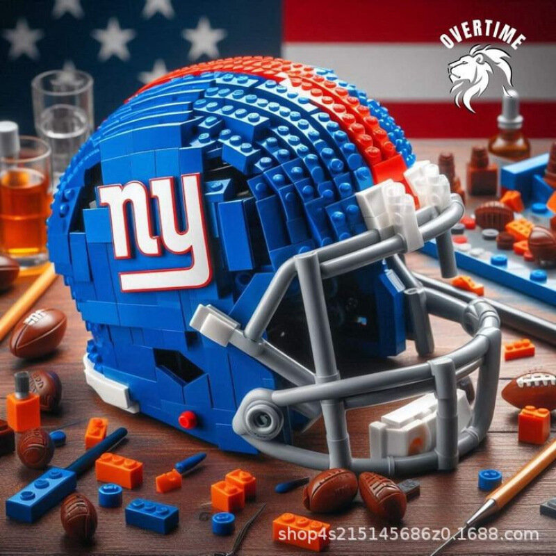 NFLConstructionHelmetШлем из строительных блоков NFL, креативная игрушка для команды профессиональной футбольной лиги