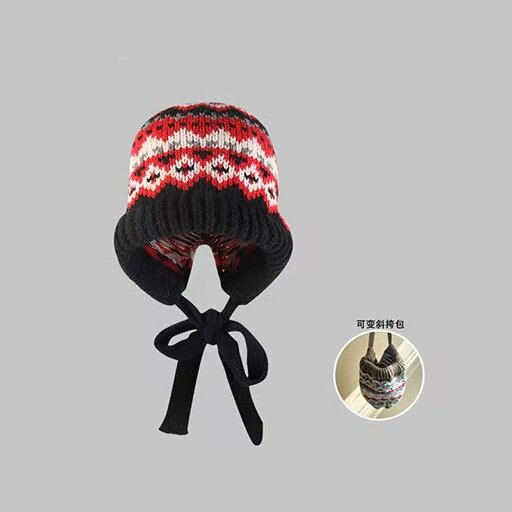 Тканевая этикетка Красная Шапочка осень и зима вязаный капюшон в корейском стиле небольшой шарф теплая шерстяная шапка модная универсальная вязаная шапка для женщин
