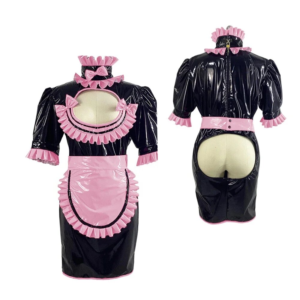 Костюм горничной из ПВХ Anerotic 4XL, Розовый, light pink