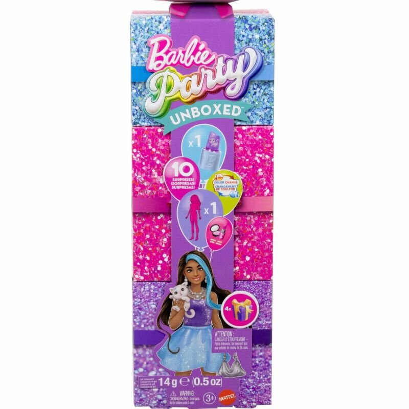 Кукла Mattel Barbie Party Unboxed - Барби для вечеринки стильная подготовка, фиолетовый набор - Барби JFY66
