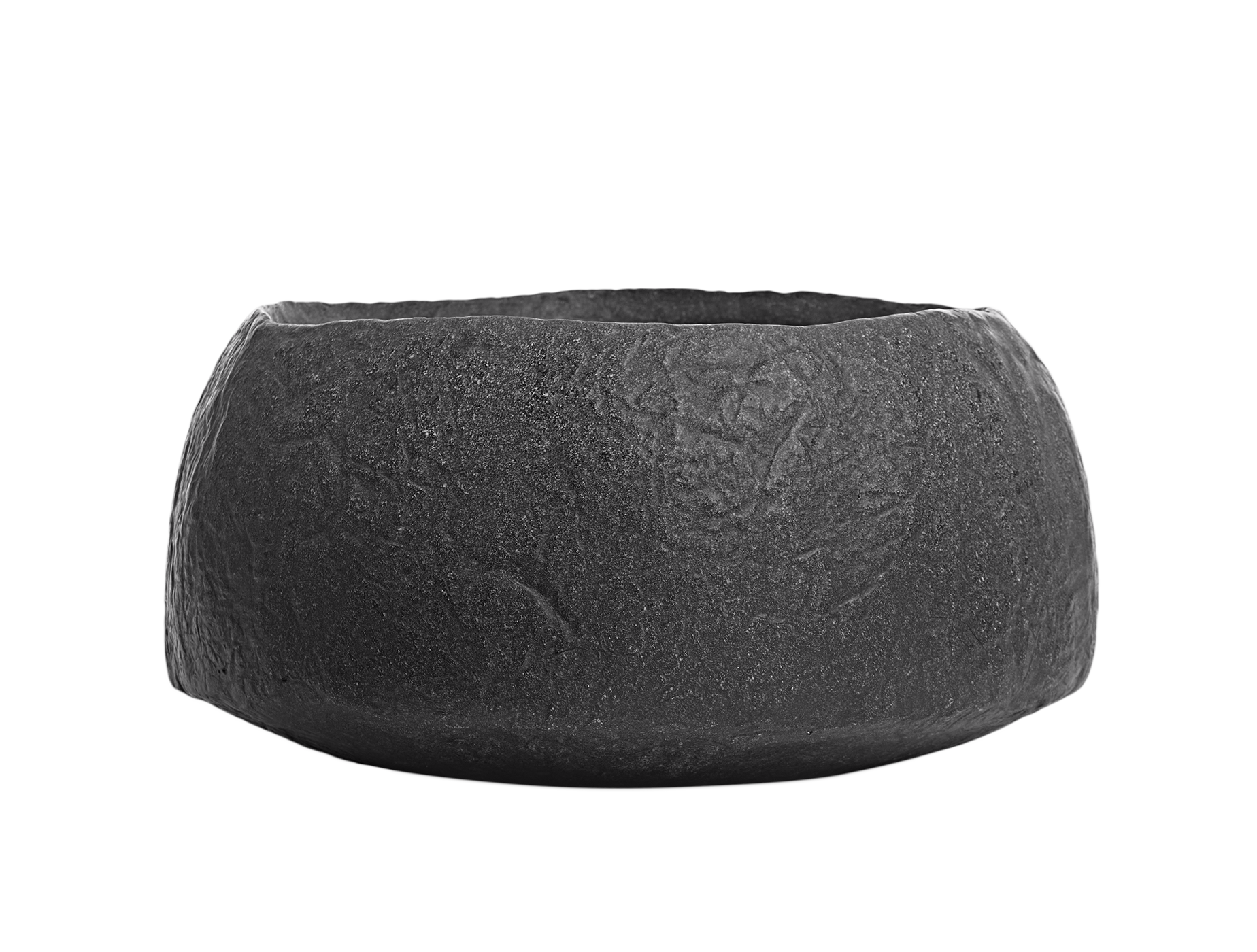 41.33-15-23-099-BLCK-39 Кашпо TREEZ Effectory Organic Низкая чаша Тёмно-серый камень д-39, в-21 см