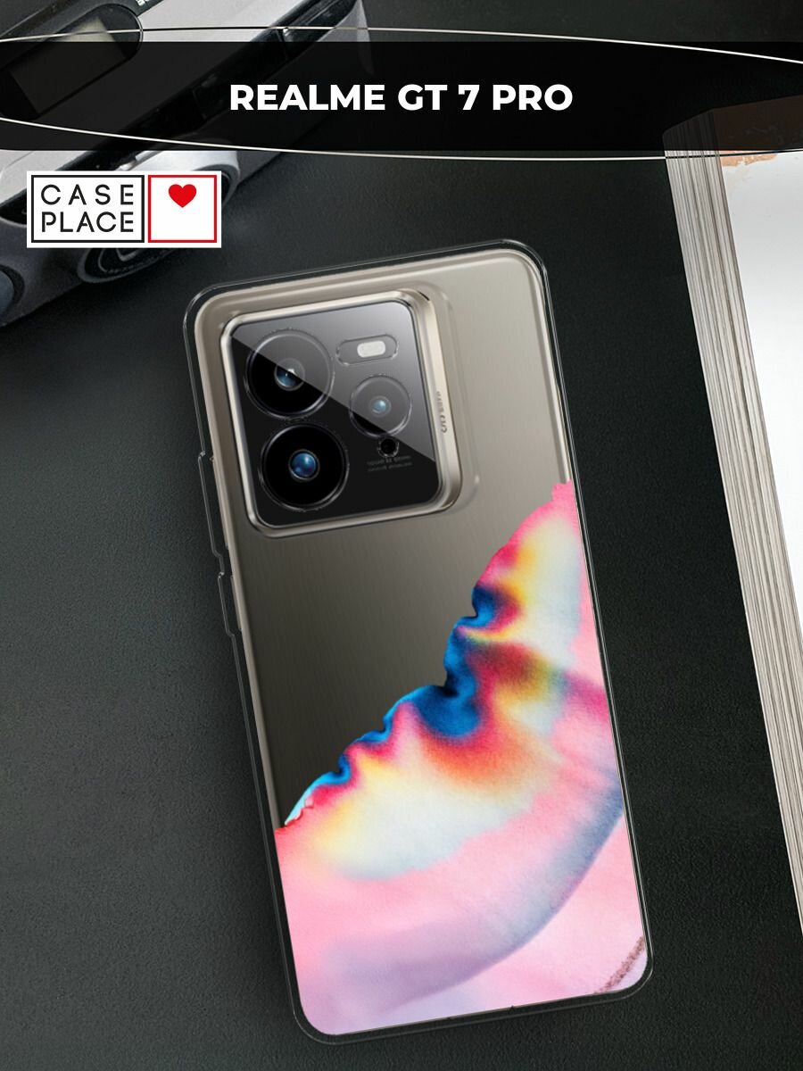 Чехол на Realme GT 7 Pro / Реалми GT 7 Про с принтом Розовая акварель, прозрачный