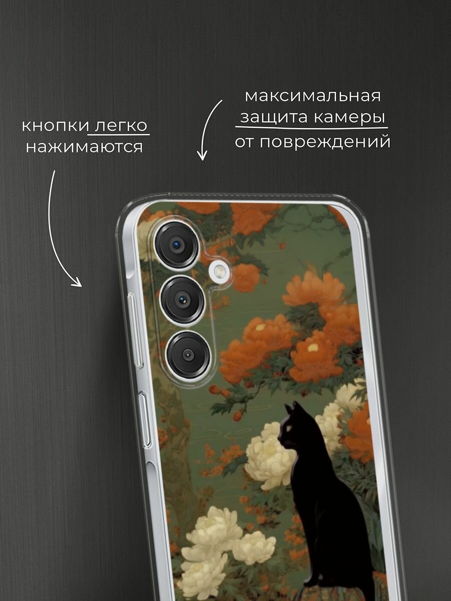 Чехол на Samsung Galaxy A16 / Самсунг А16 с принтом Black cat — фото 1