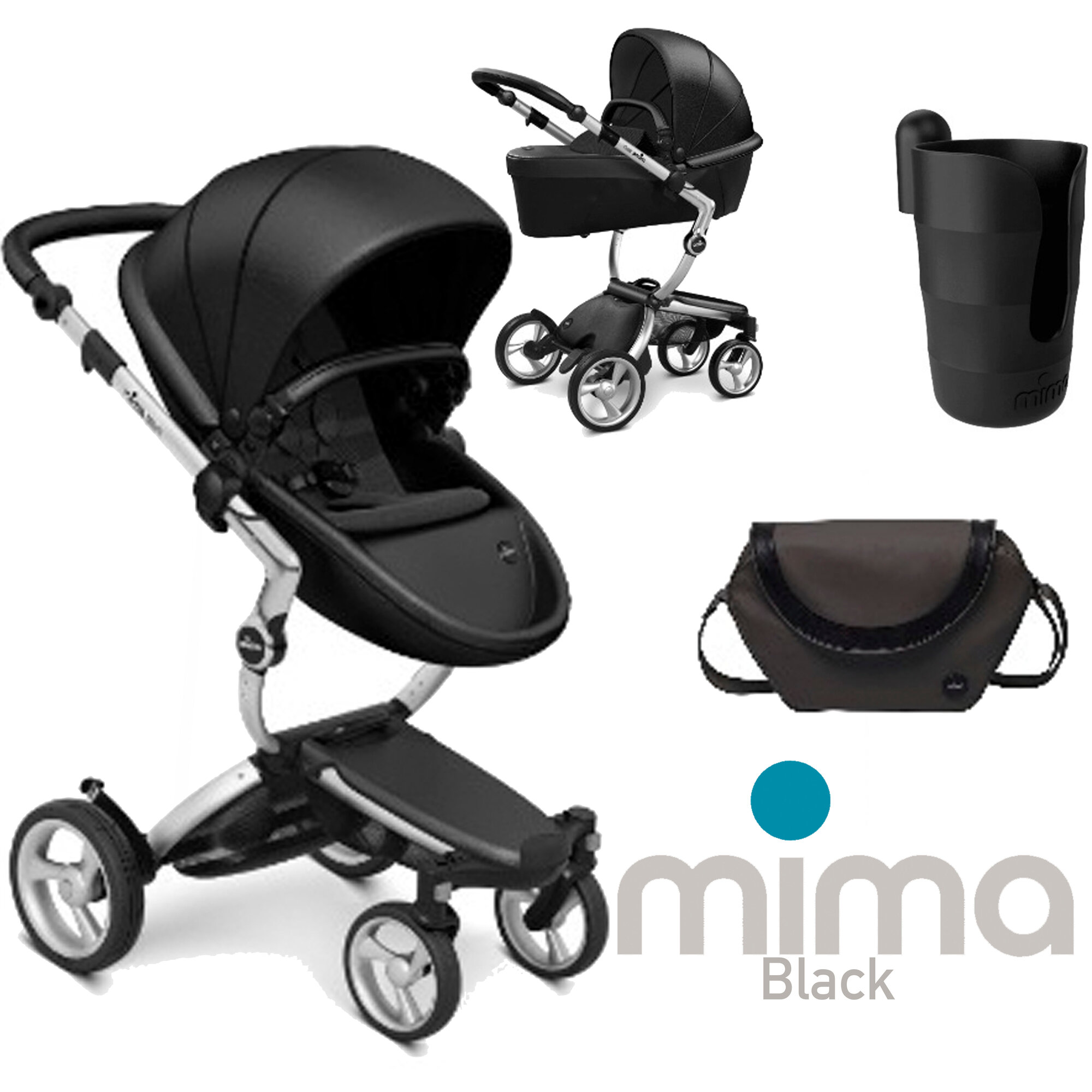 Коляска 2 в 1 Mima Xari 4G Black (Starter Pack на выбор) сумка и подстаканник в подарок !