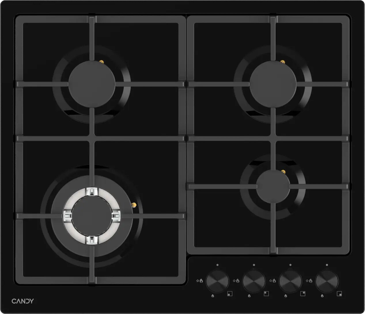 Газовая варочная панель Candy CHXM64CWB, черный, чугунные решетки