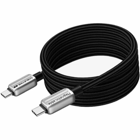Кабель Cabletime CU08H USB-C - USB-C, магнитный, для быстрой зарядки, 240Вт, 480Mbps, 1 м, чёрный