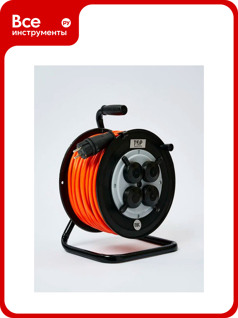 Удлинитель торэлектро ПВС 3500 Вт, 80м, на катушке, IP44, с заземлением