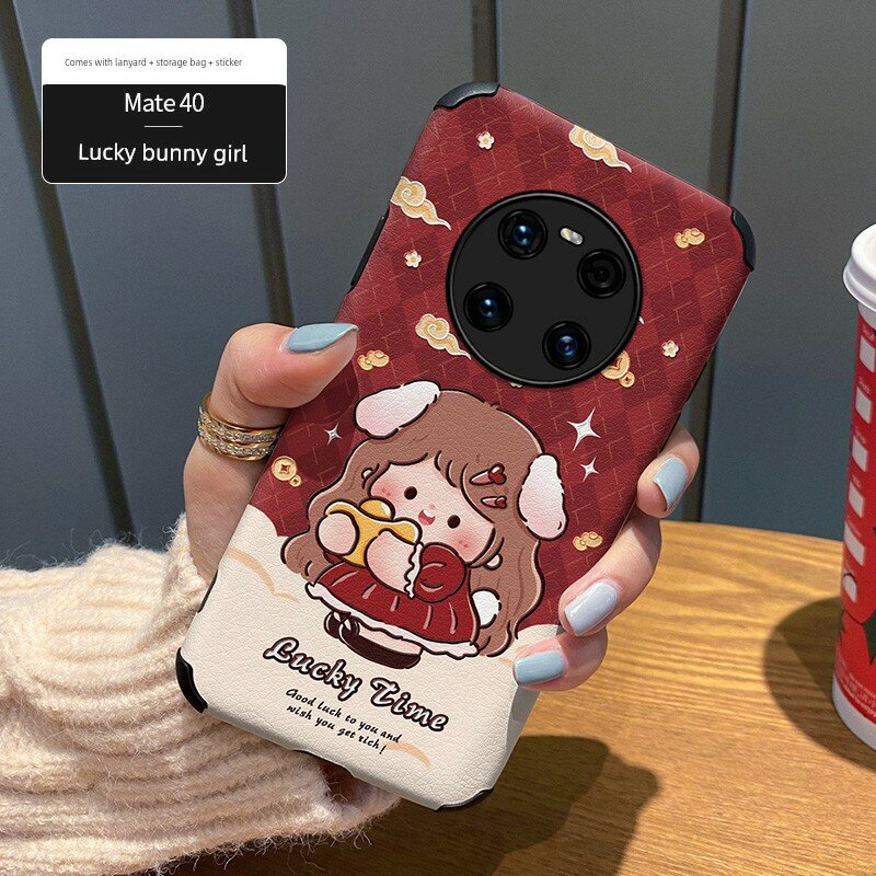 Черный чехол для Huawei Mate 30E Pro 5G с дизайном счастливого кролика, мягкий TPU, в комплекте лента и наклейки