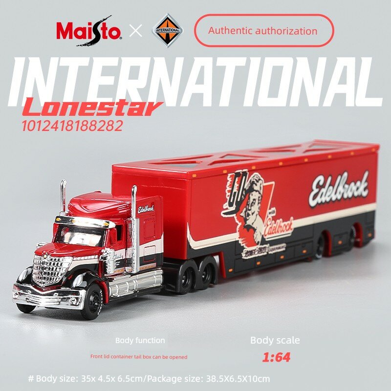 International Lonestar 1:64 масштабная алюминиевая модель прицепа красного цвета, металлическая игрушка