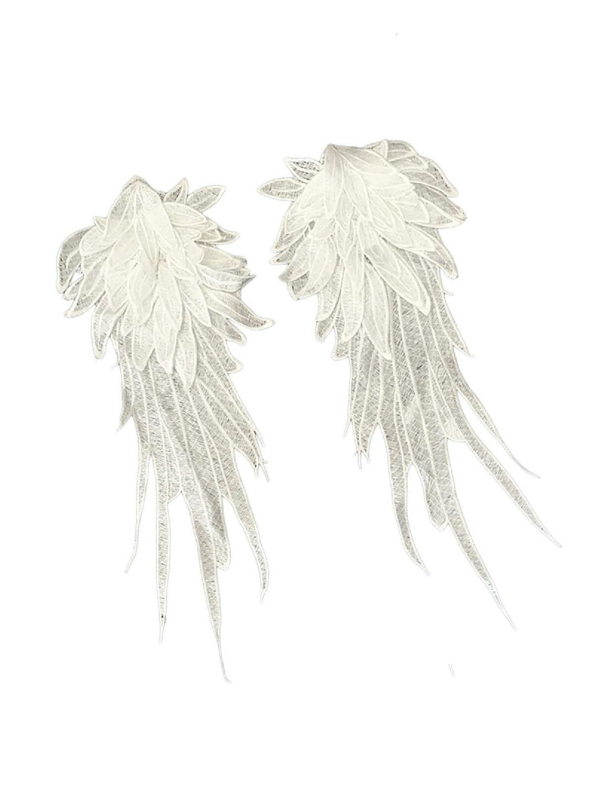 2шт Полиэстеровые Крылья Ангела Вышитые Аппликации, Белый