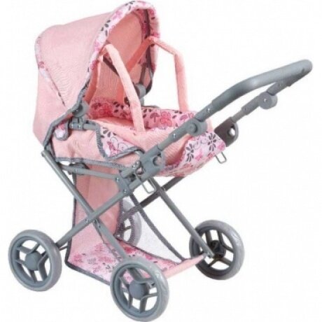Коляска-люлька для кукол персиковая с цветочной отделкой 9346/цвeт№3