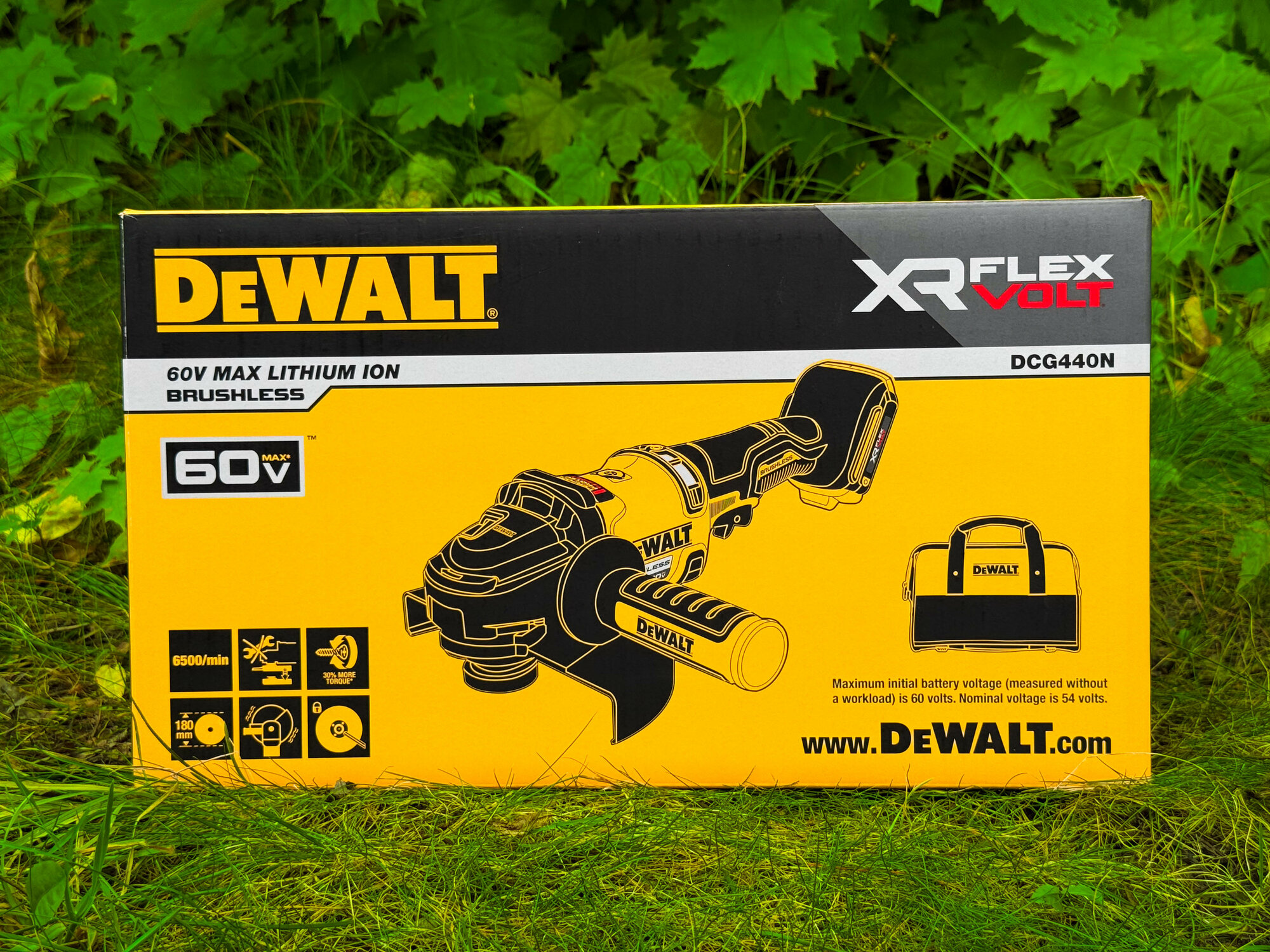 Аккумуляторная угловая шлифмашина DEWALT DCG440N, 54 В, 180 мм, 6500 об/мин, без АКБ и ЗУ (DCG440N-XJ)