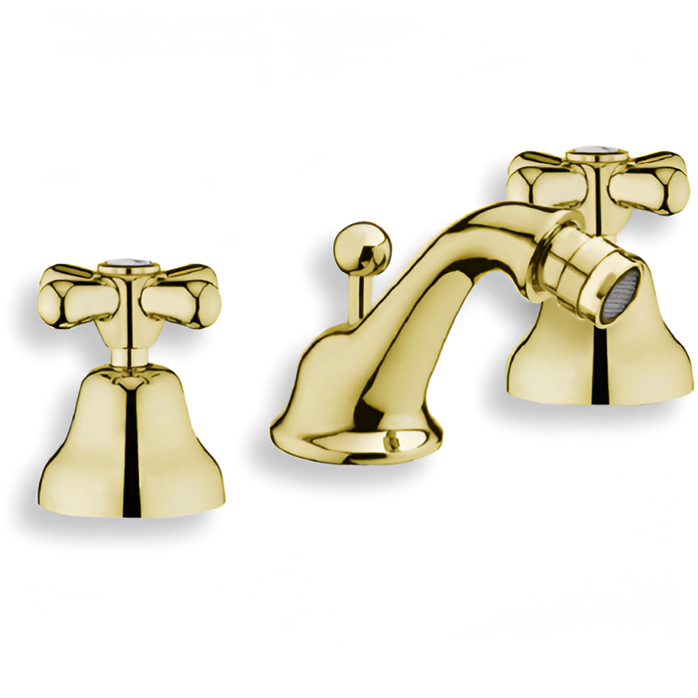 Смеситель для биде Armony AM710202010, латунь, золото, на 3 отверстия, двухрычажный, Webert, Италия