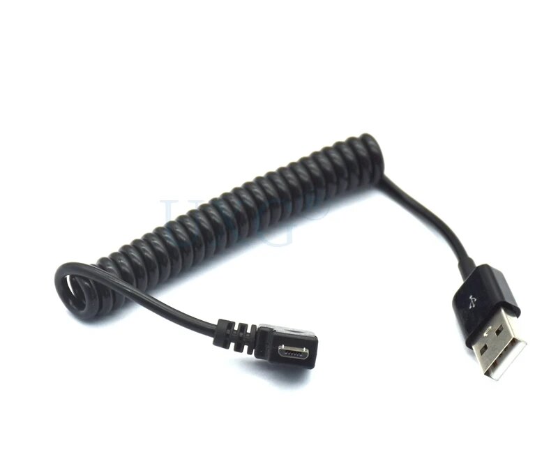 Спиральный адаптер USB 2.0 A - Micro USB B 90°, 50cm