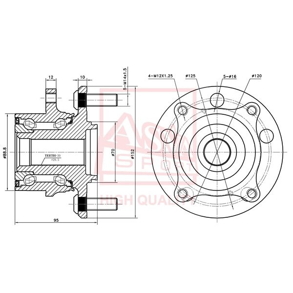 Ступица колеса, HONDA 44300-STX-A01 (1 шт.)