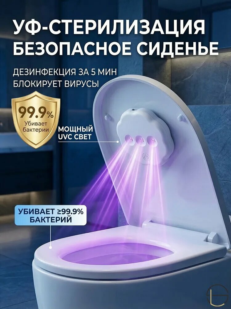 Умный УФ-стерилизатор для унитаза беспроводной, портативная ультрафиолетовая лампа от бактерий и запахов, Type-C