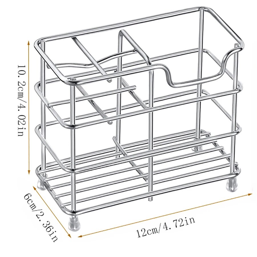 Держатель для зубных щеток из нержавеющей стали, 10.2x6x12 см, Серый, White-s