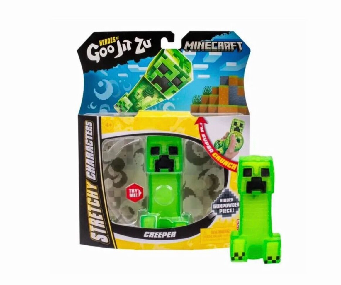 GooJitzu Stretchy Characters Minecraft Creeper Гуджитсу Майнкрафт Фигурка Крипер, 12 см