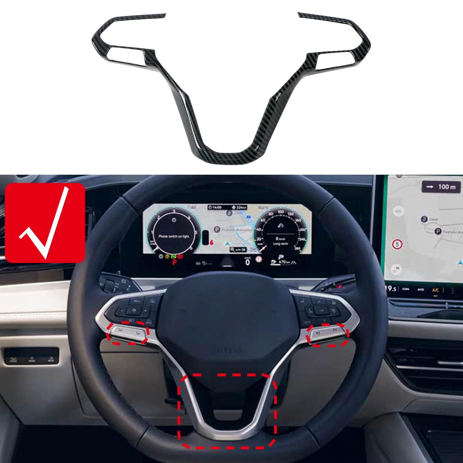 Для VW Volkswagen Passat (B9) 2024 2025/Golf Mk8 2020-2025 Автомобильные аксессуары Накладка на руль, не для версии R/GTI