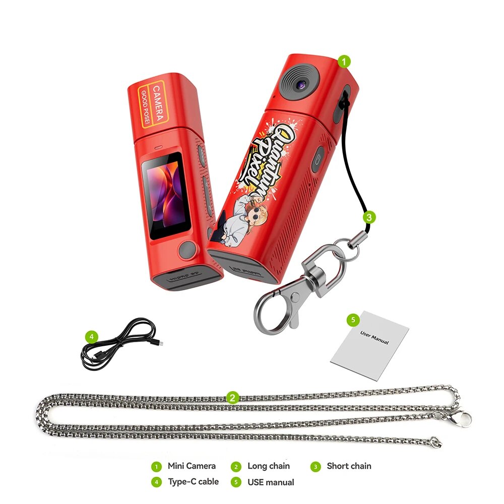 EOENKK Мини-видеокамера G10 2026 Camera Add 8G, Красный, Red