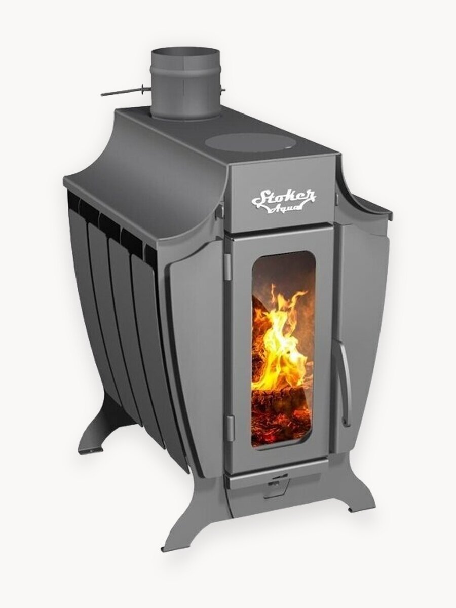 Печь Ермак Stoker 120Aqua-G, с водяным контуром, для дачи и дома,