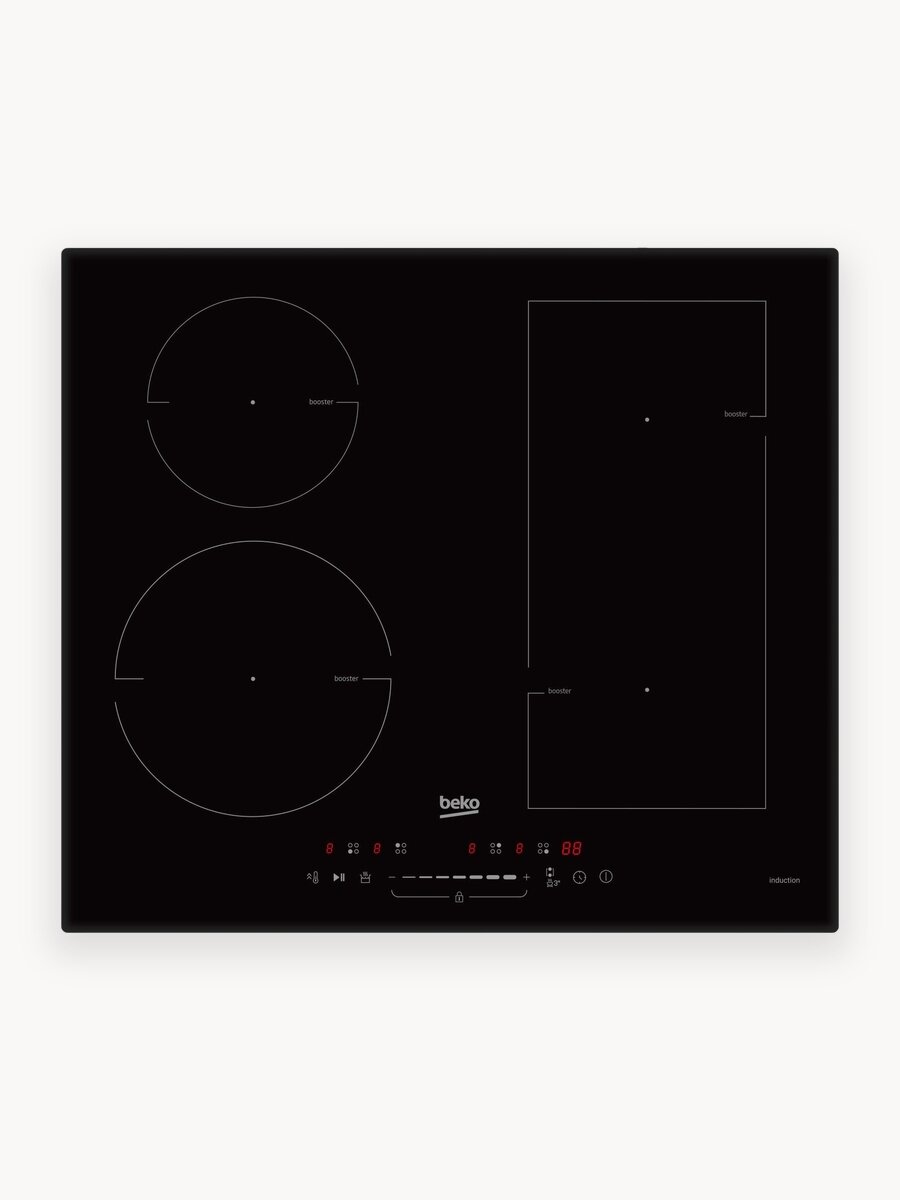 Индукционная варочная поверхность Beko HII 64500 FTO, 60 см, сенсорное управление, 4 конфорки, черный