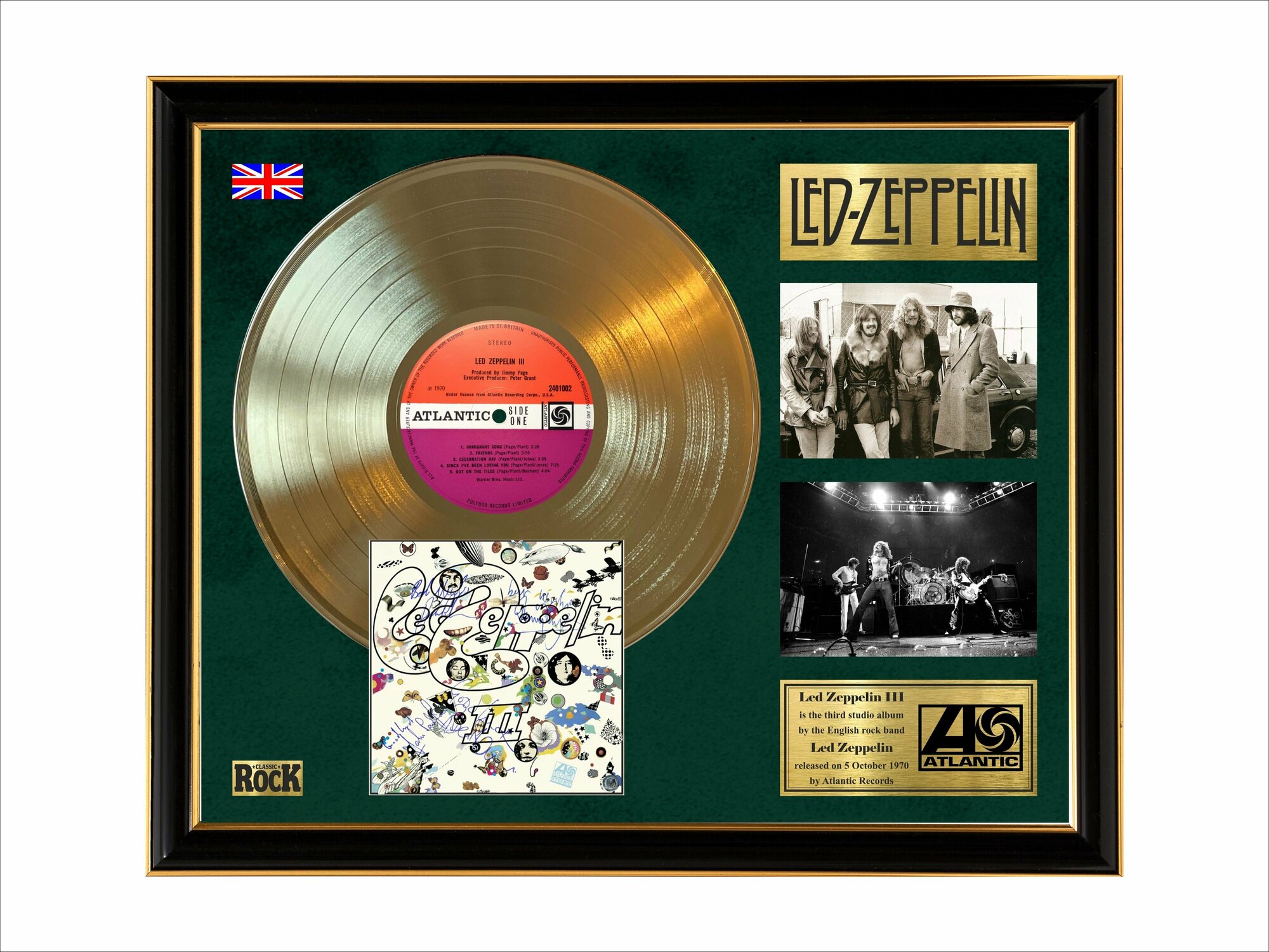 Подарочная картина Led Zeppelin III с золотым диском