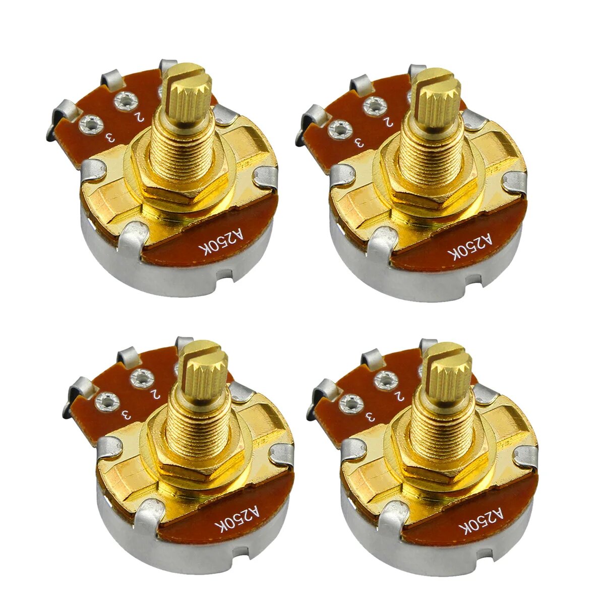 FLEOR Потенциометры для гитары 4 шт, 18 мм A250K B250K A500K B500K 4pcs A250K