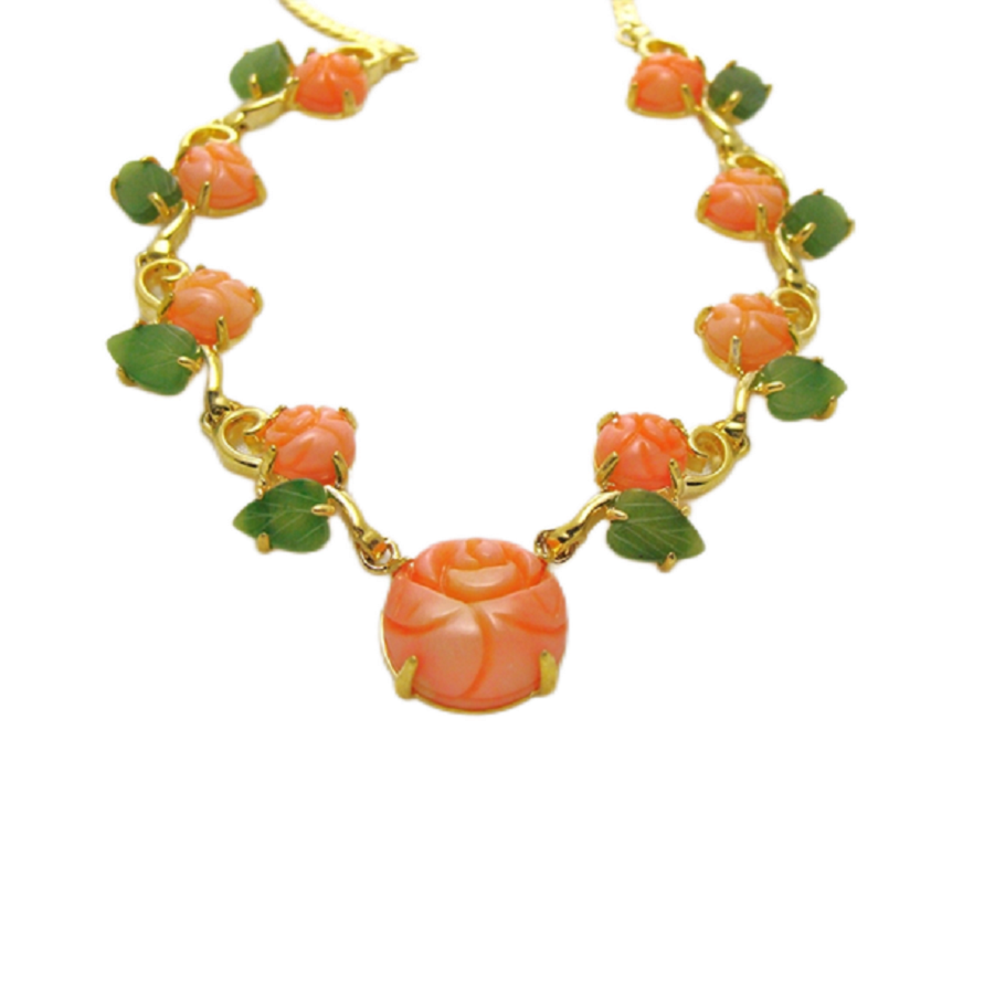 Колье, нефрит, коралл