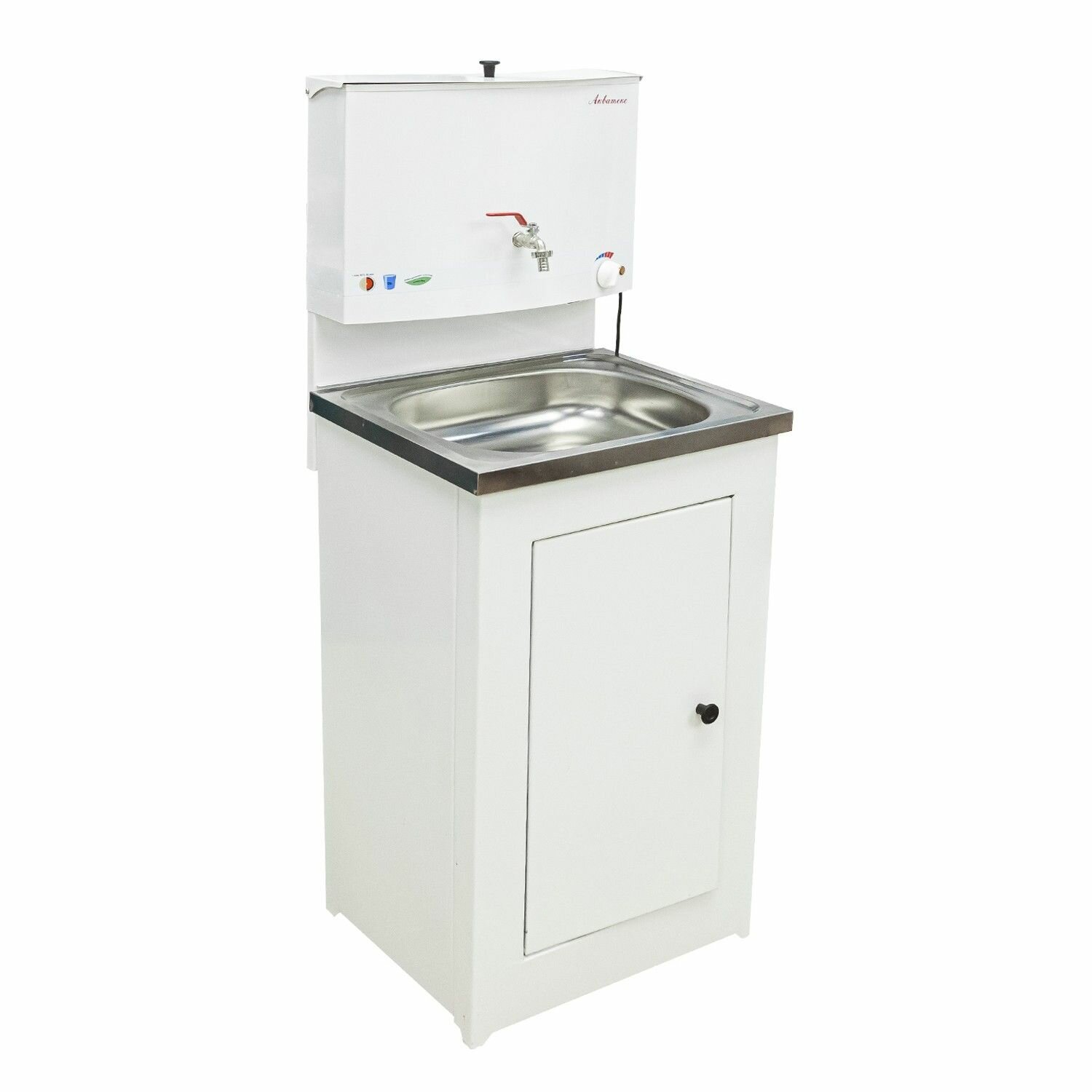 Рукомойник для дачи / Умывальник для дачи с раковиной из нержавейки, водонагреватель белый