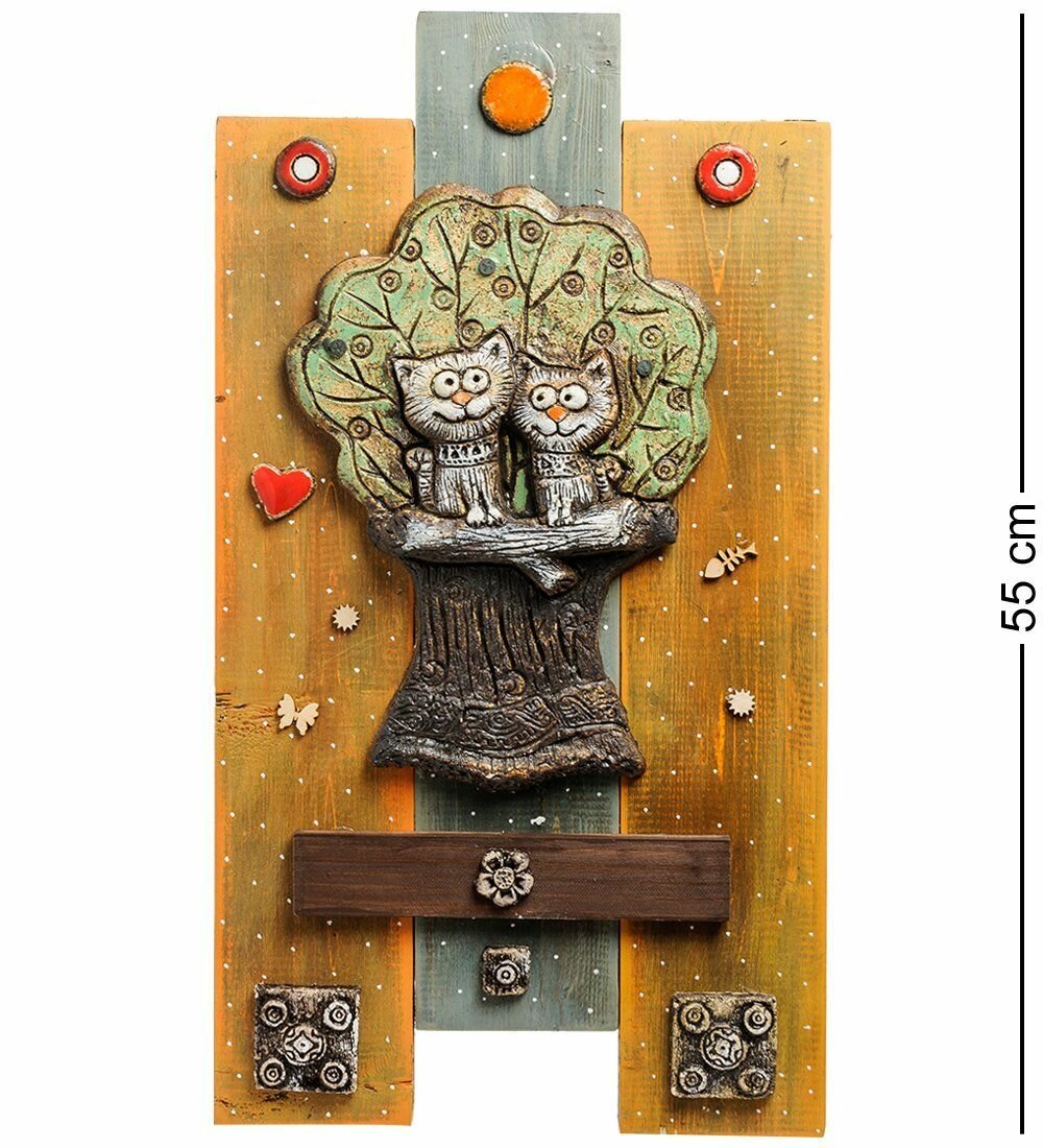 Панно Коты на дереве шамот A2102286