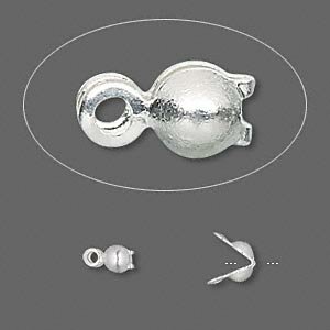 Концевики, 6х3.5мм, каллоты, симметричные, базовый материал - латунь, посеребренные, пара