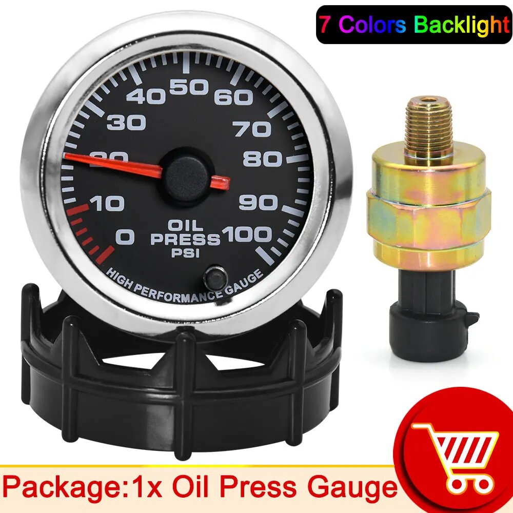 HD 7-цветные манометры давления масла, турбонаддува, измеритель температуры масла oil pressure gauge