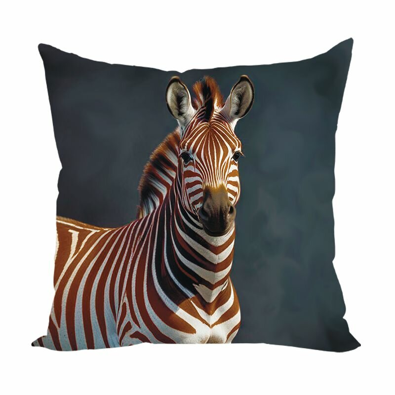 Декоративная подушка Шоколадная зебра на сером 40х40 Твил