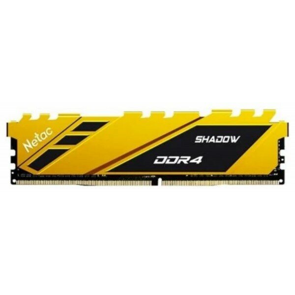 Оперативная память NETAC Shadow, DDR4, 8GB (1x8GB), 3200MHz, CL16, DIMM, с радиаторами, желтый