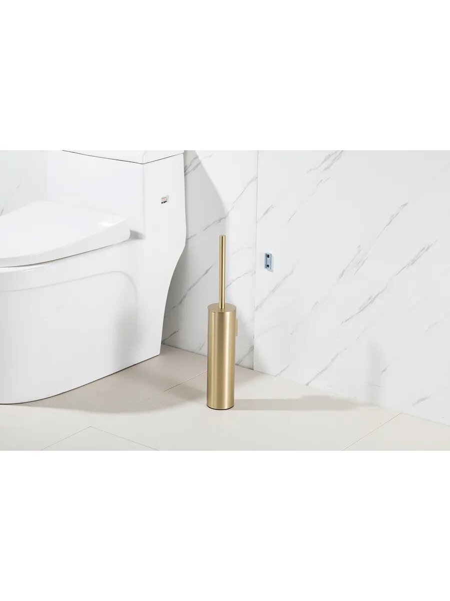 Ершик для унитаза Gappo G903-3 с крышкой, напольный, настенный, металл, золотистый