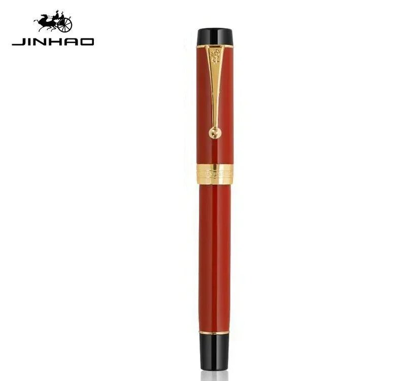 Перьевая ручка Jinhao 100 прозрачная цветная смола 18кг/1,0 мм F, Palace Red