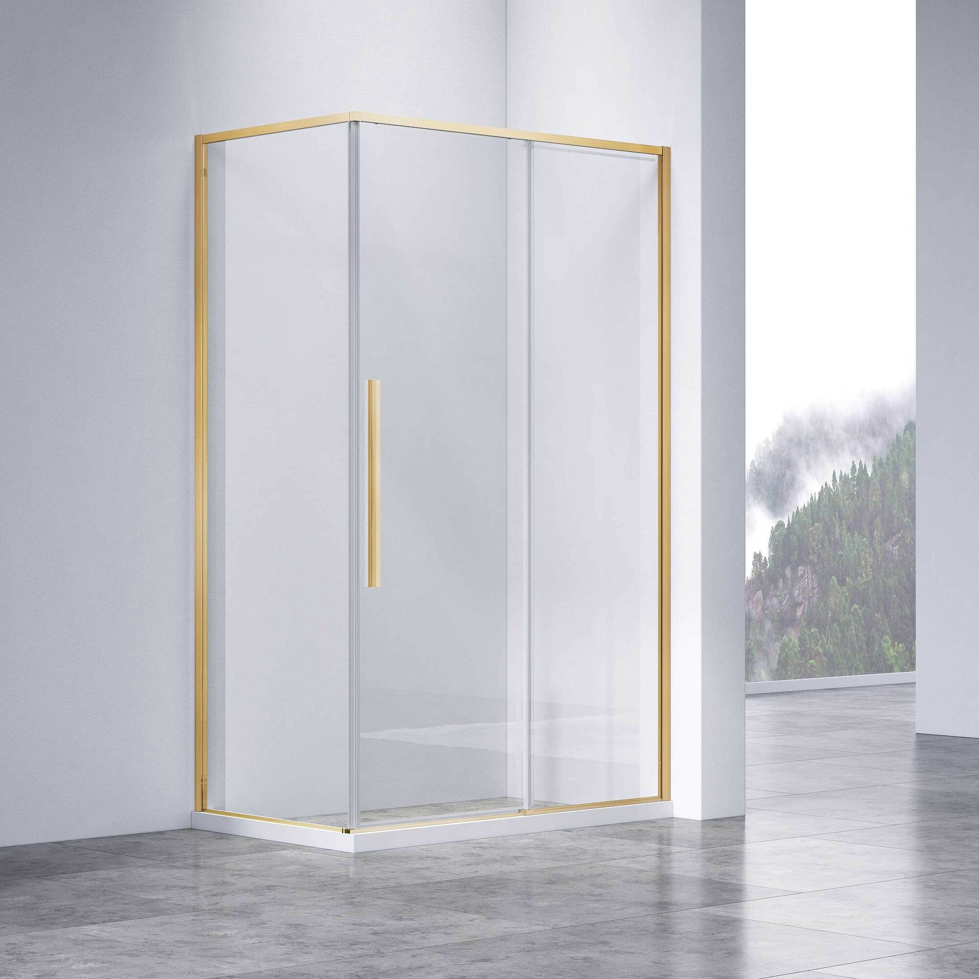 Душевой уголок Vincea Slim-N 110х90 VSR-4SN9011CLG стекло прозрачное, профиль брашированное золото, без поддона