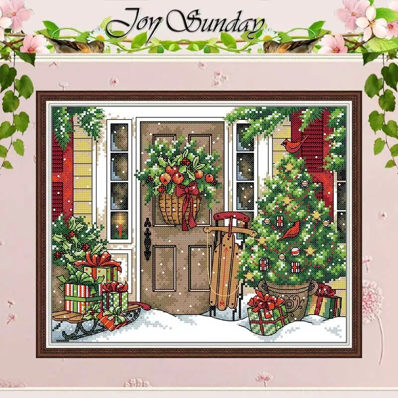 Набор для вышивки крестиком Joy Sunday Рождество 11CT 14CT 16CT 14CT blank canvas