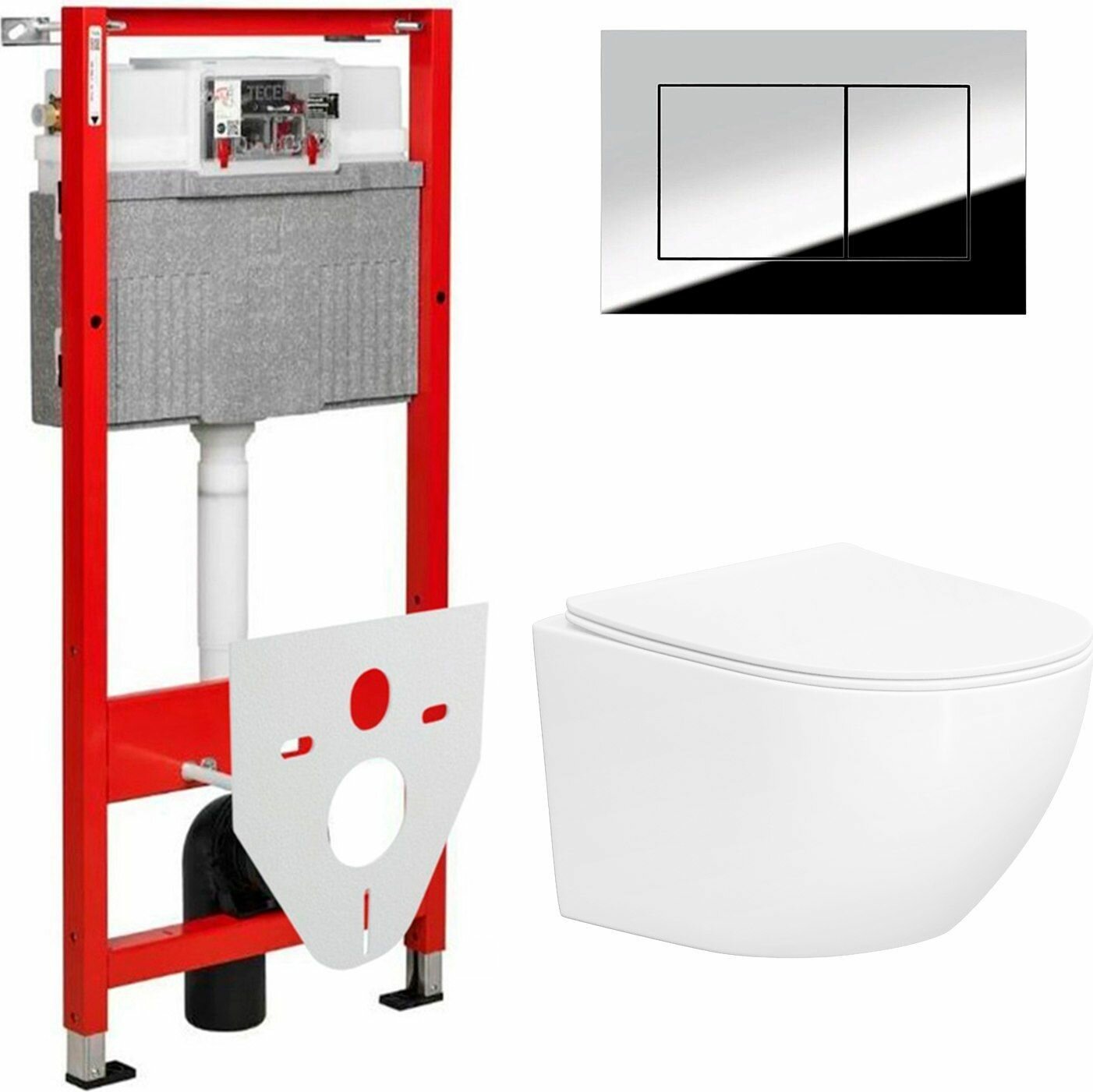 Инсталляция с унитазом комплект Lauter Sulzdorf + TECE Kit 9400412, с микролифтом, белый