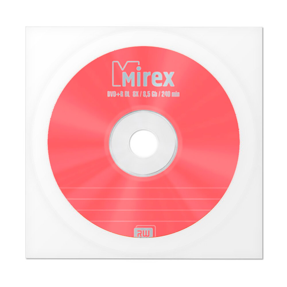 Диски Mirex DVD+R Dual Layer, 8.5 Gb, 8x (1шт.) Бумажный конверт (UL130062A8C)