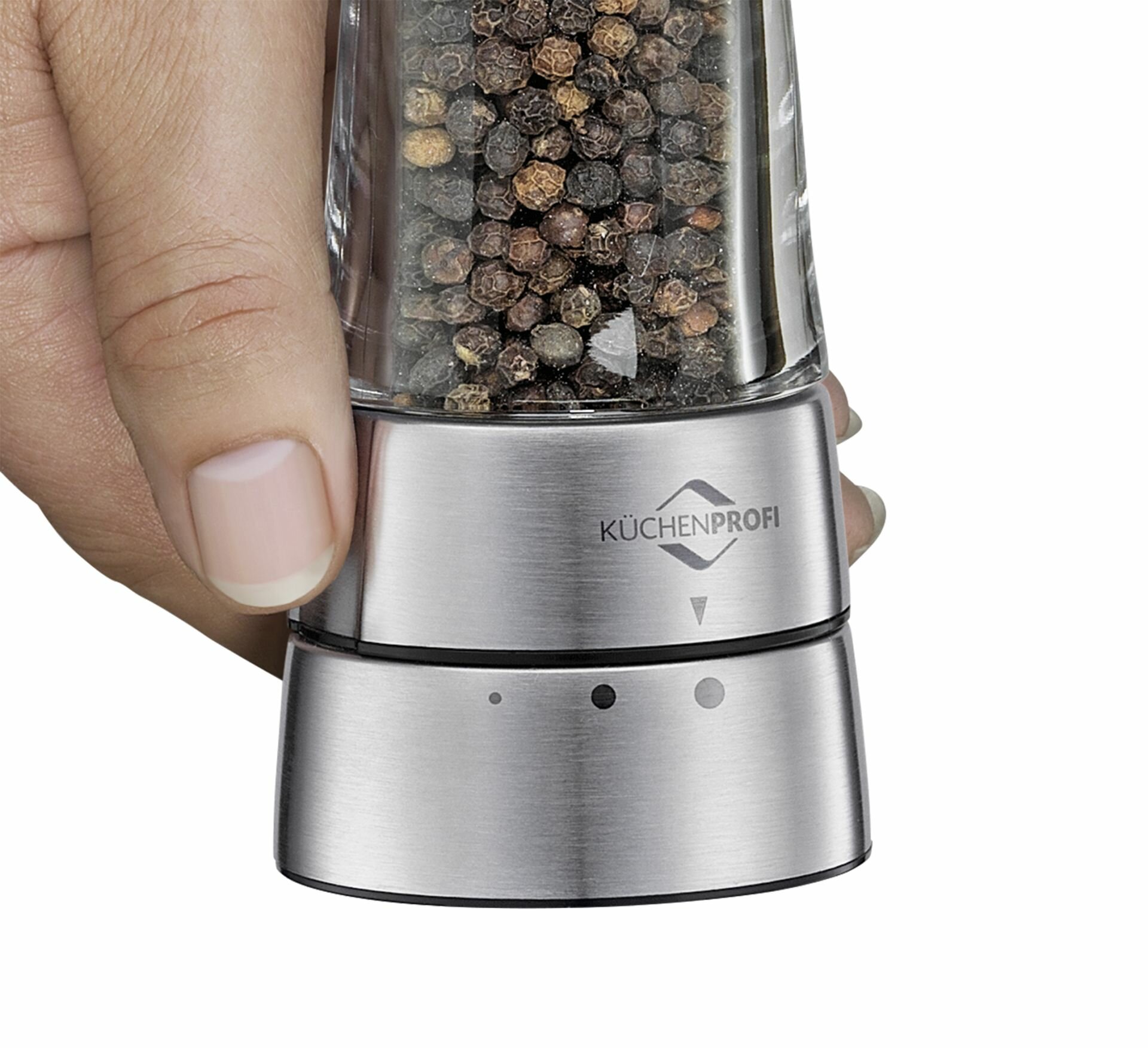 Мельница для соли и перца KÜCHENPROFI MONACO, акрил/нержавеющая сталь, керамический механизм, 13,5 см