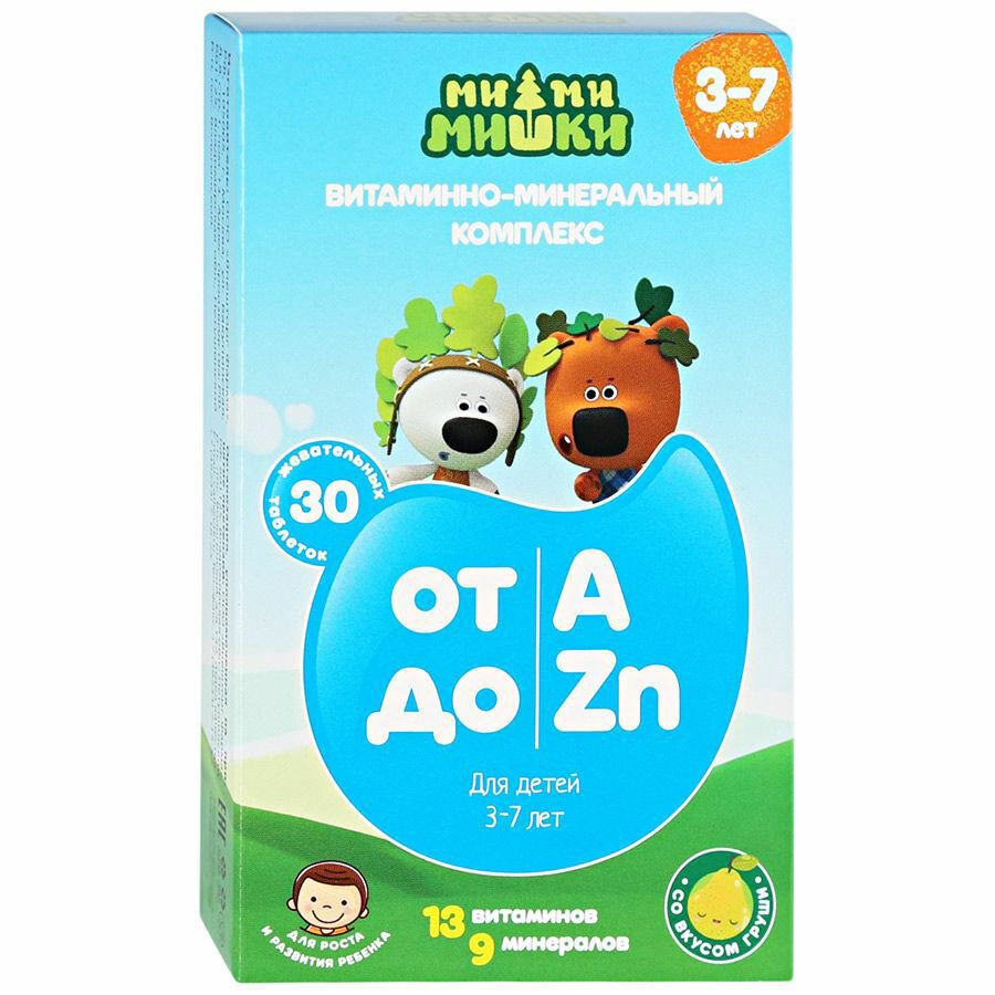 Ми-ми-мишки Витаминно-минеральный комплекс от А до Zn для детей 3-7 лет жевательные таблетки 860мг №30