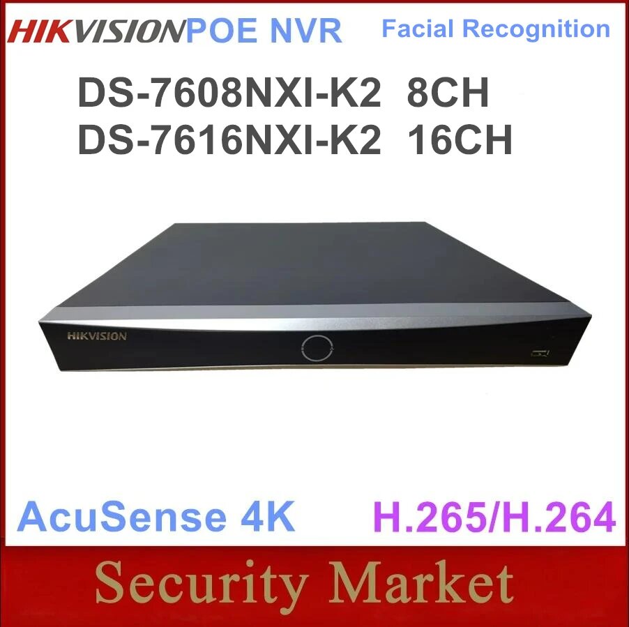 Hikvision DS-7608NXI-K2/DS-7616NXI-K2 8/16CH 4K NVR, Нет, 16CH, Вилка европейского стандарта