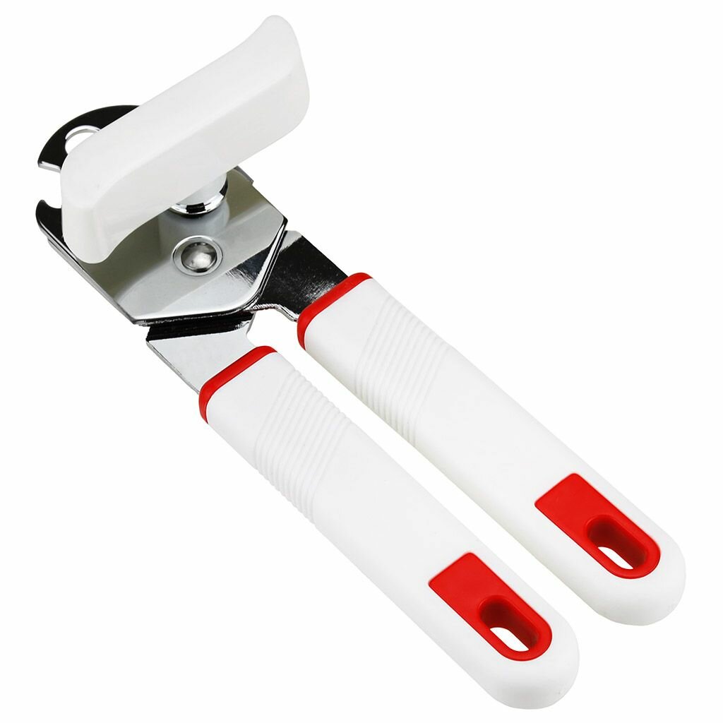 Консервовскрыватель КНР "Бабочка", Аист, нержавеющая сталь, 19,5х5,4х5 см, с открывашкой, пластмассовые ручки