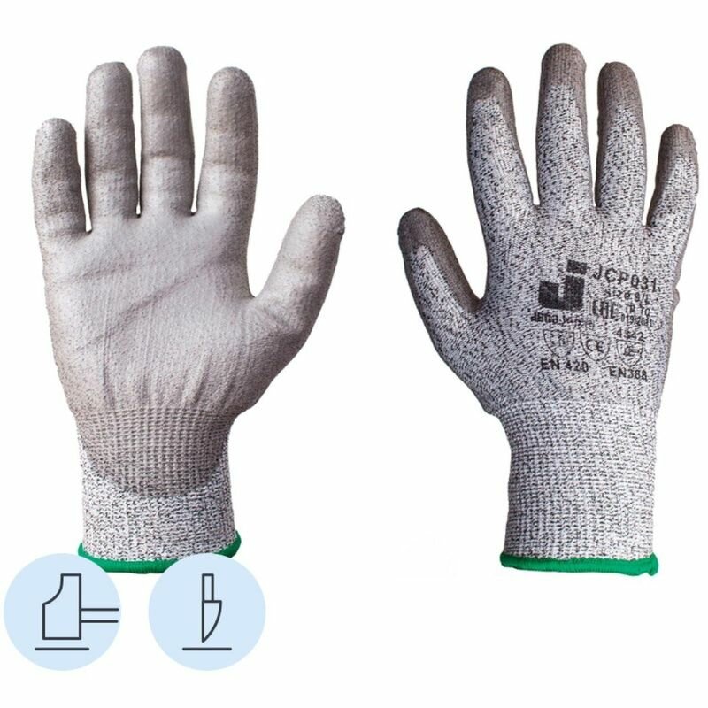 Защитные перчатки JETA SAFETY От порезов, трикотаж, 3 класс, серые, размер XL