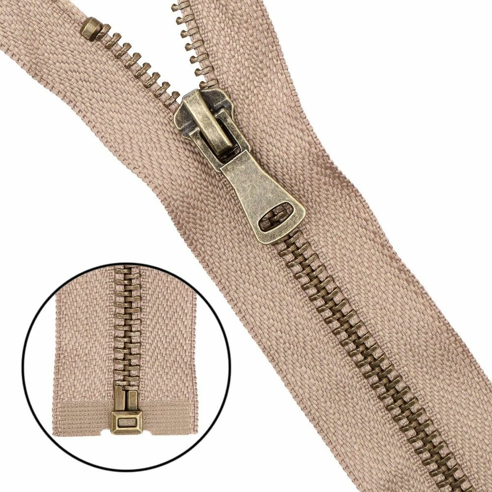 Молния айрис Металл-антик, 75 см 128 бежево-серый, 5 шт