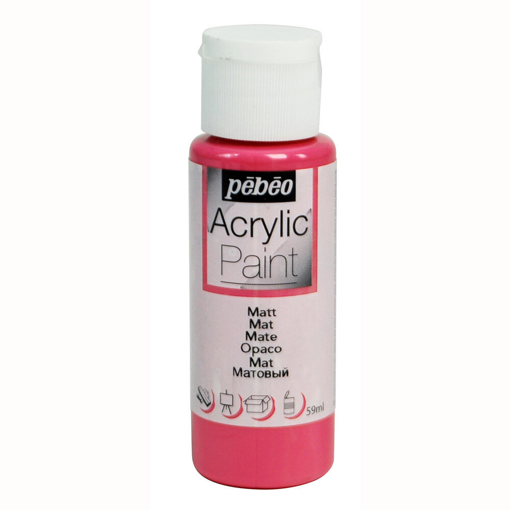 Краска акриловая Pebeo Acrylic Paint, декоративная, матовая, 59 мл, фуксия