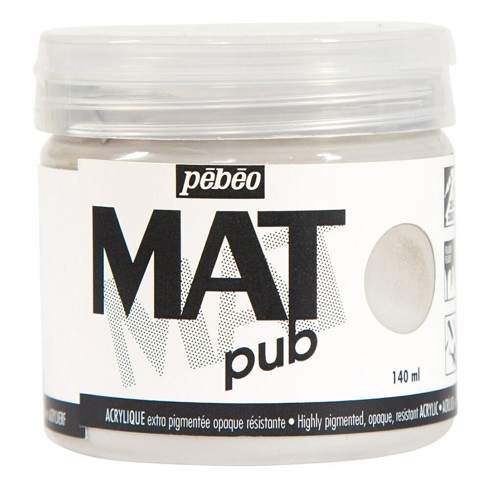 Краска акриловая Pebeo экстра матовая, Mat Pub, №1, 140 мл, серый теплый