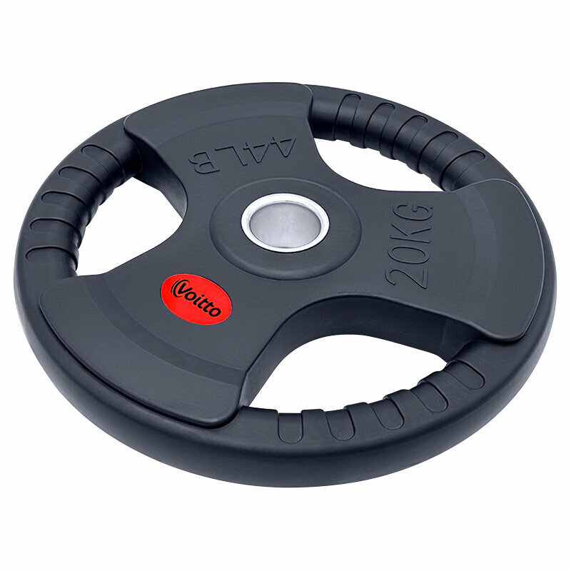 Диск обрезиненный с 3-мя хватами Voitto V-302 20 кг, черный (d51)